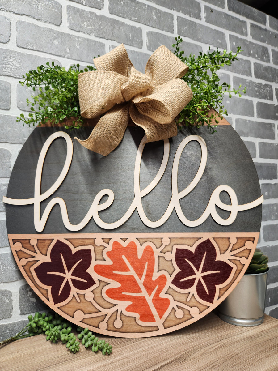Hello Fall Leaves Door Hanger – Shut The Front Door KC