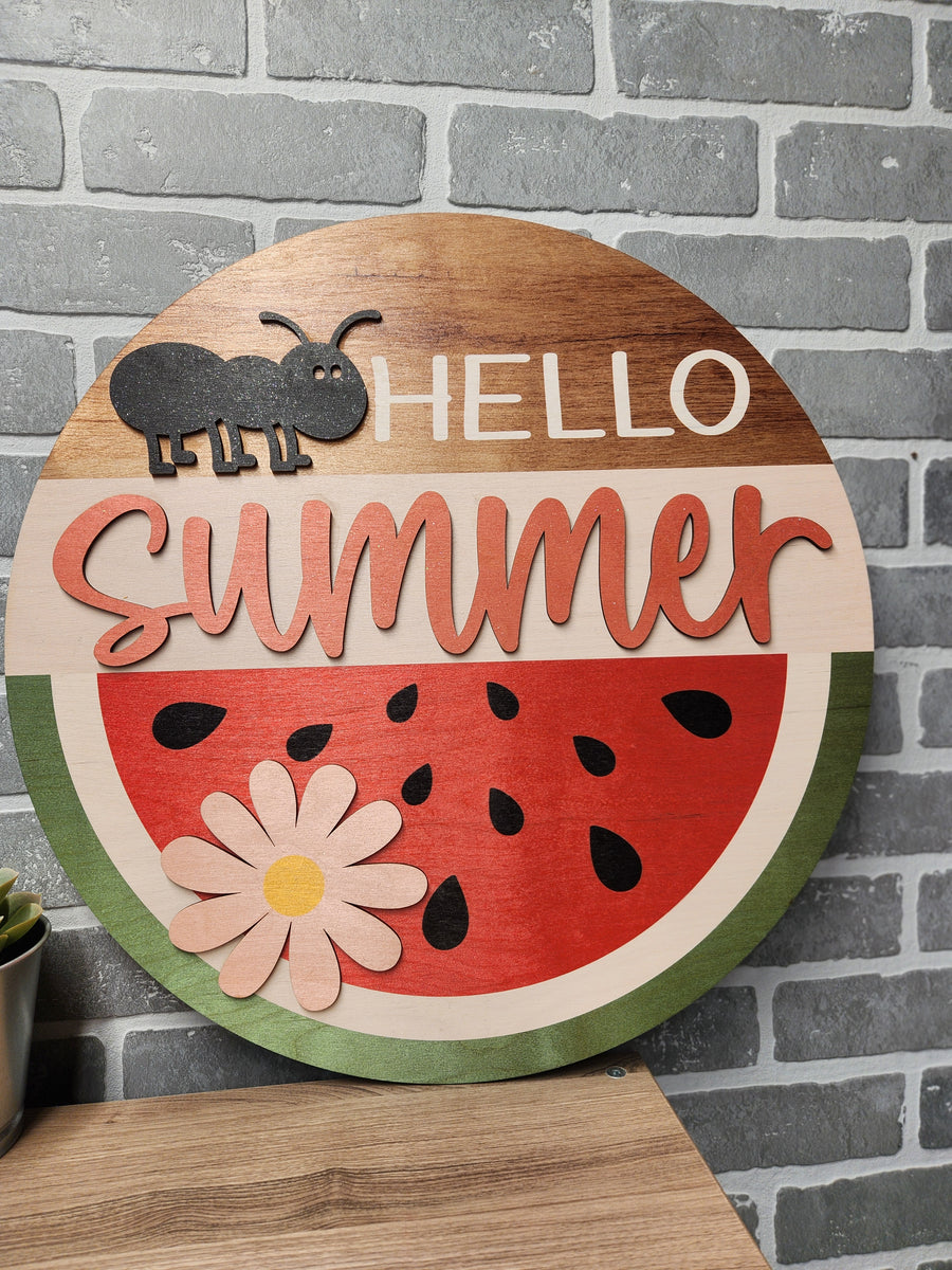 Watermelon ant hello summer door Hanger – Shut The Front Door KC