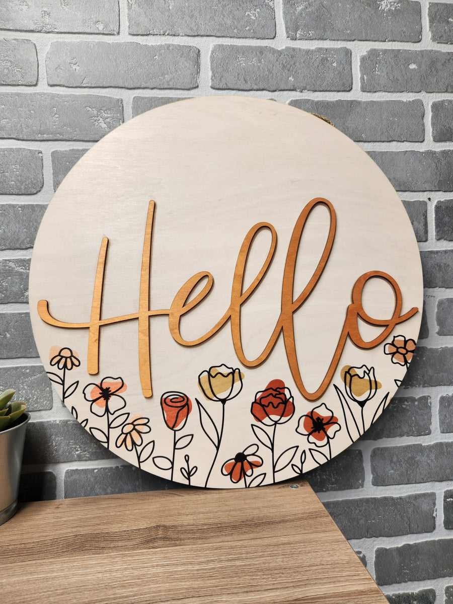 Boho floral Hello door Hanger – Shut The Front Door KC